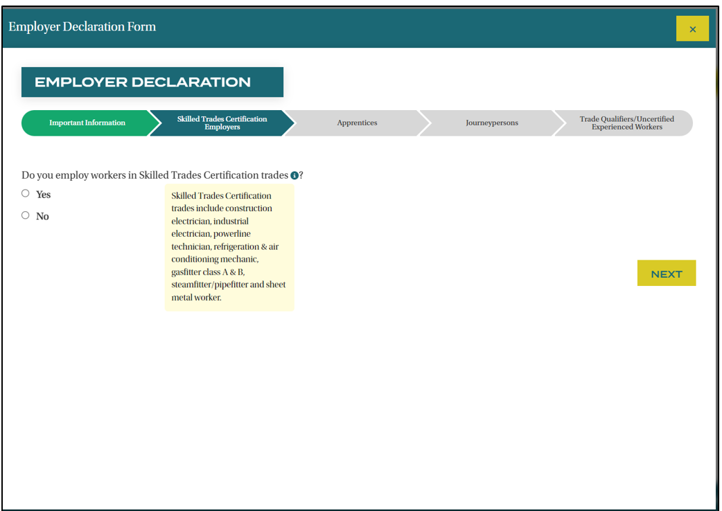 Employer Declaration · Custom Portal