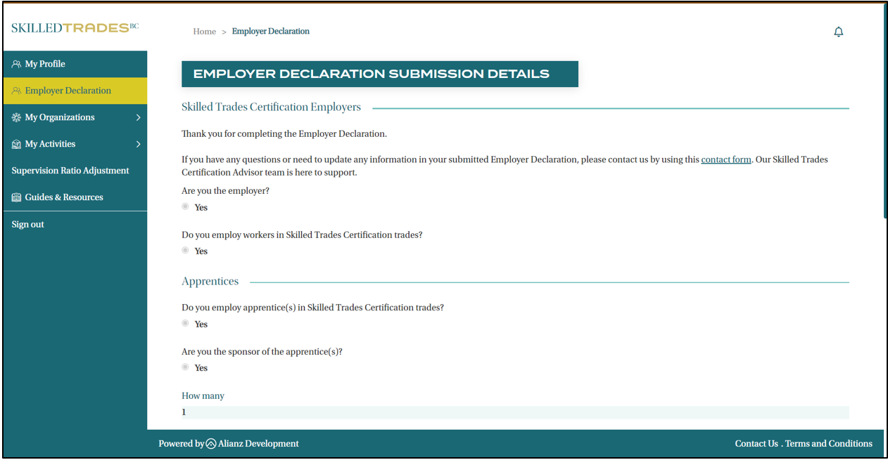 Employer Declaration · Custom Portal